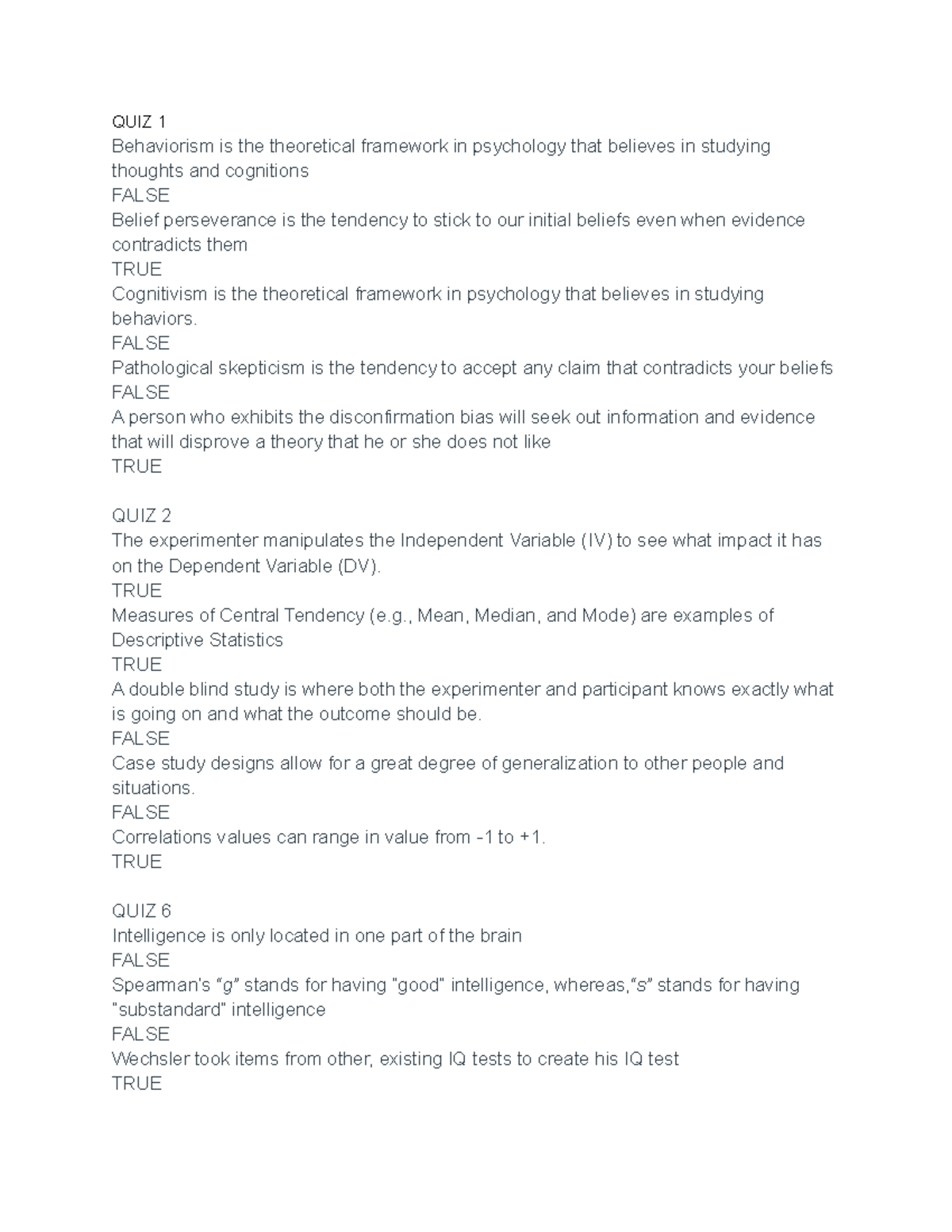 Pysch 100 - Intro to Psychology 100 - Johnathon Forbey Outline to ...