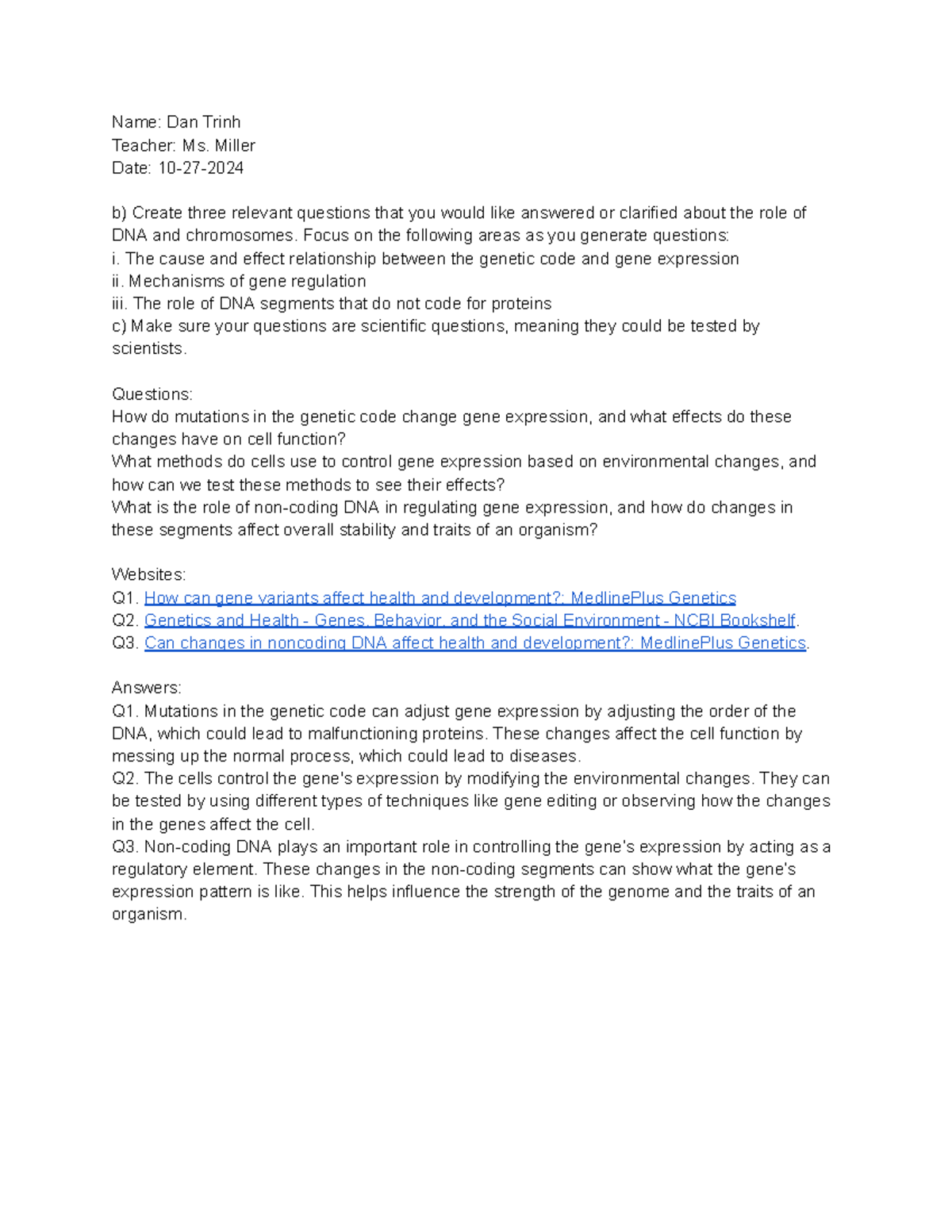 Science Project 2 - Edgenuity - Name: Dan Trinh Teacher: Ms. Miller ...