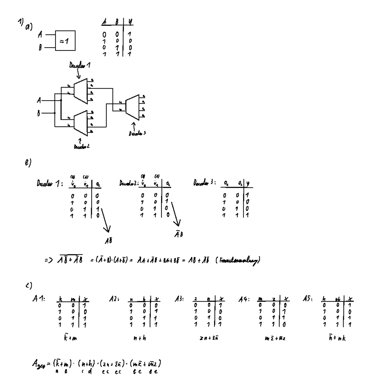 Digitale Logik HA 04 - aufgabe - "a) 1 B - 1 A B y O 0 1 0 0 1 1 1 0 0 ...