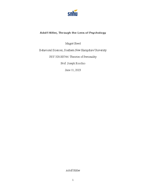 PSY 328 Module Three Journal - Magné Steed Southern New Hampshire ...