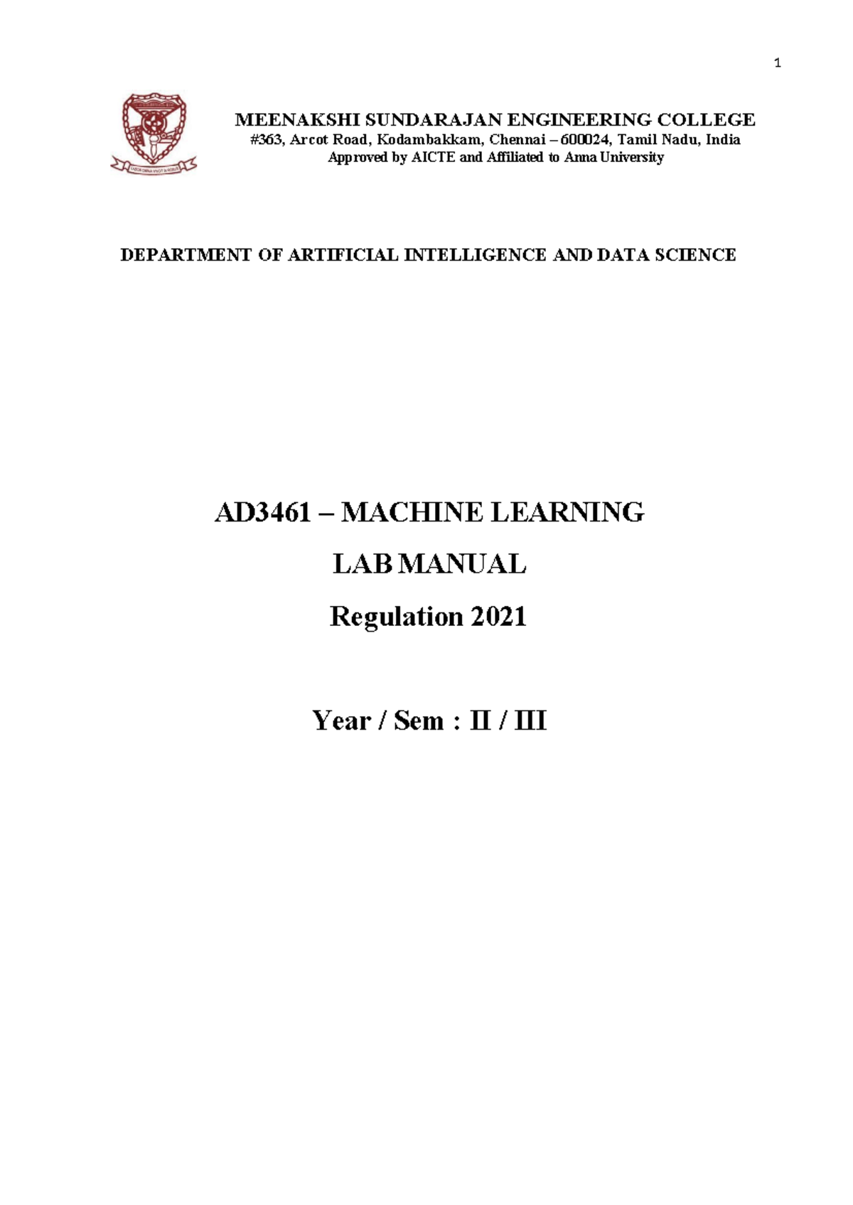 ML Lab Manual Edited - Staff Copy - MEENAKSHI SUNDARAJAN ENGINEERING ...