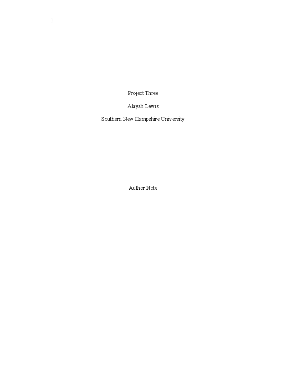 Project Three - assignment - Project Three Alayah Lewis Southern New ...