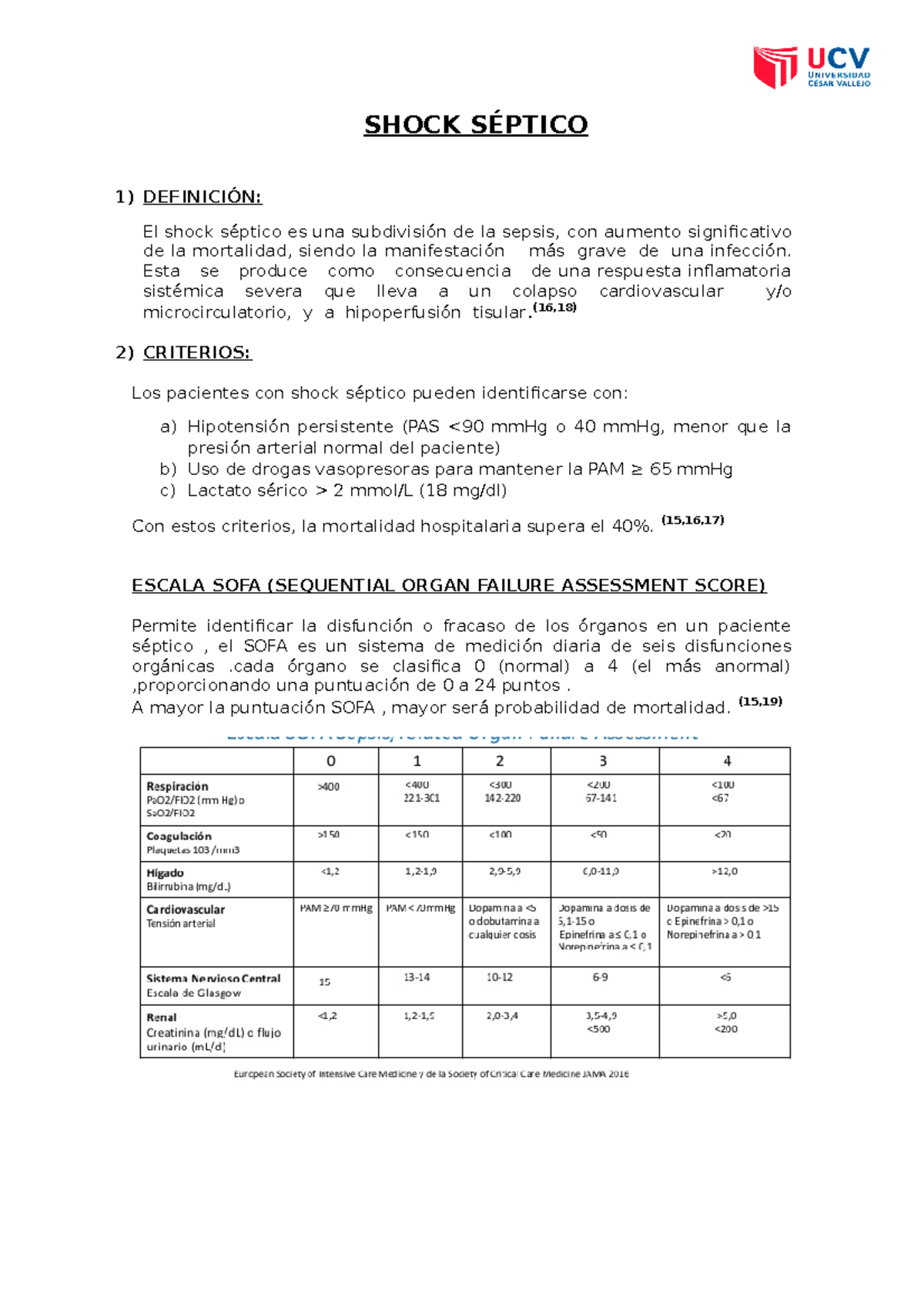 Shock septico - SHOCK SÉPTICO 1) DEFINICIÓN: El shock séptico es una ...
