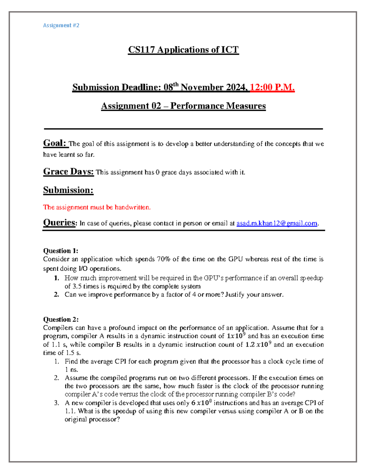 Assignment-2 - Easy to solve - Assignment # 2 CS117 Applications of ICT Submission Deadline: 08 ...