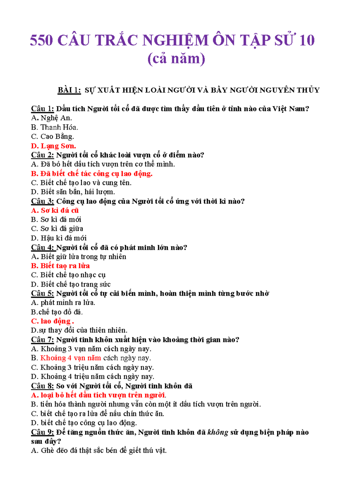 550 cau su 10 - hfhfhfhfhfhfhhfhff - 550 CÂU TRẮC NGHIỆM ÔN TẬP SỬ 10 ...