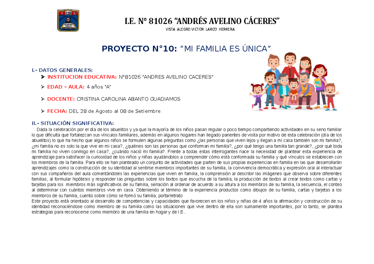 Proyecto N 10 milinda familia - VISTA ALEGRE-VICTOR LARCO HERRERA ...
