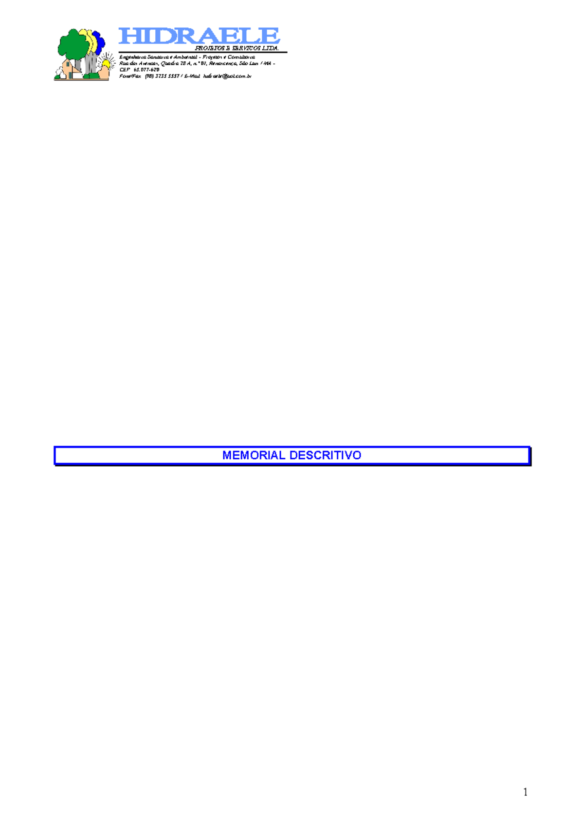 Memorial Descritivo de Hidro-Sanitário - Engenharia Sanitária e Ambiental – Projetos e - Studocu