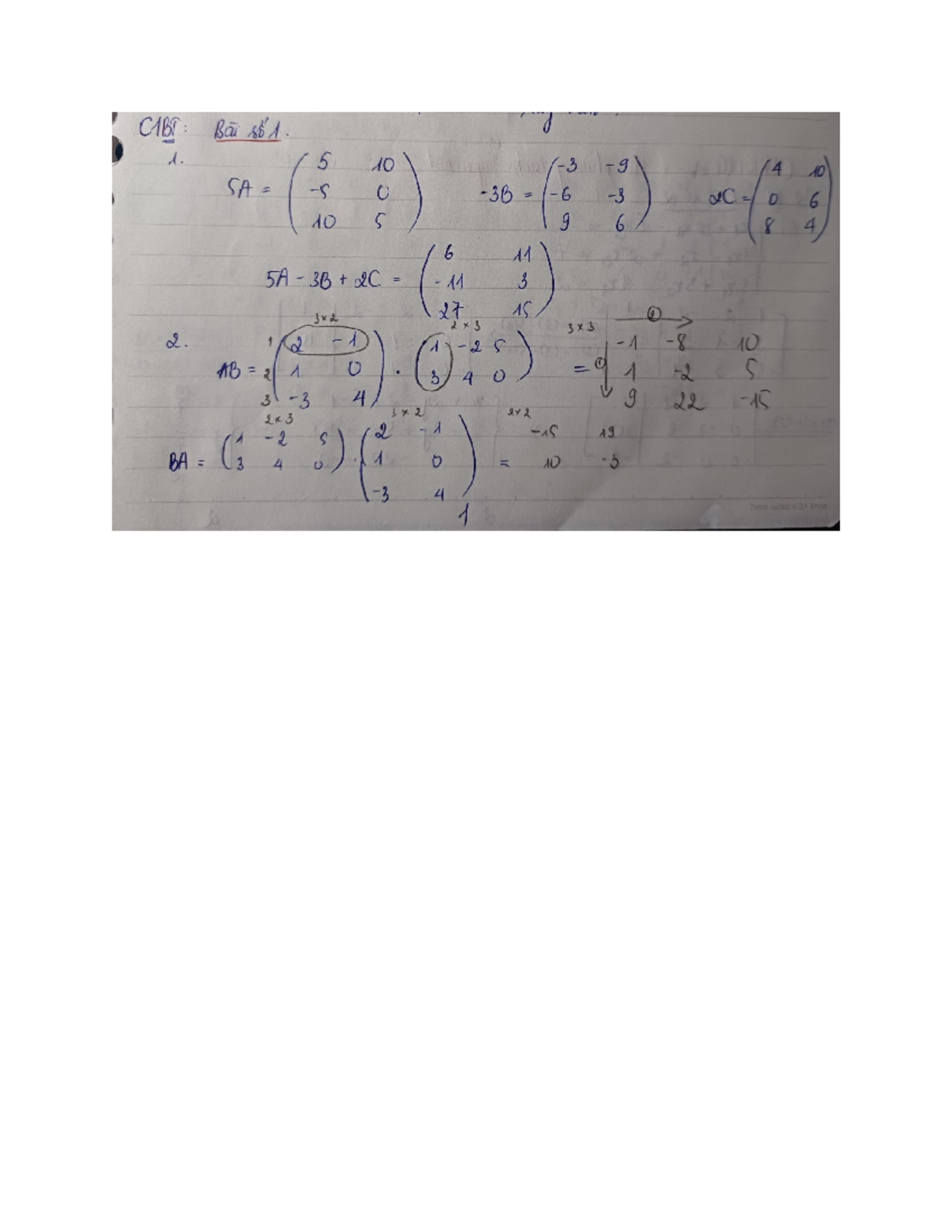 Doc1 - fvaeg - C1BT Bai st'l. 1. 5 10 -3 -9 4 SA = -5 0 -3B = -6 -3 2C ...