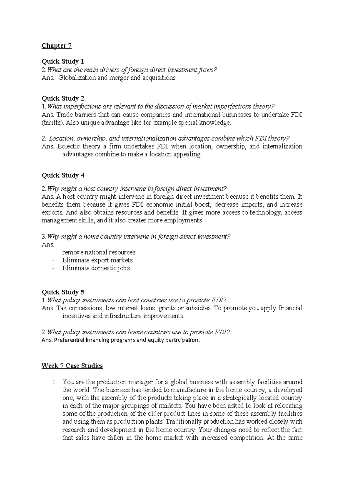 Chapter 7 elearn - Lecture notes - Chapter 7 Quick Study 1 2. What are ...