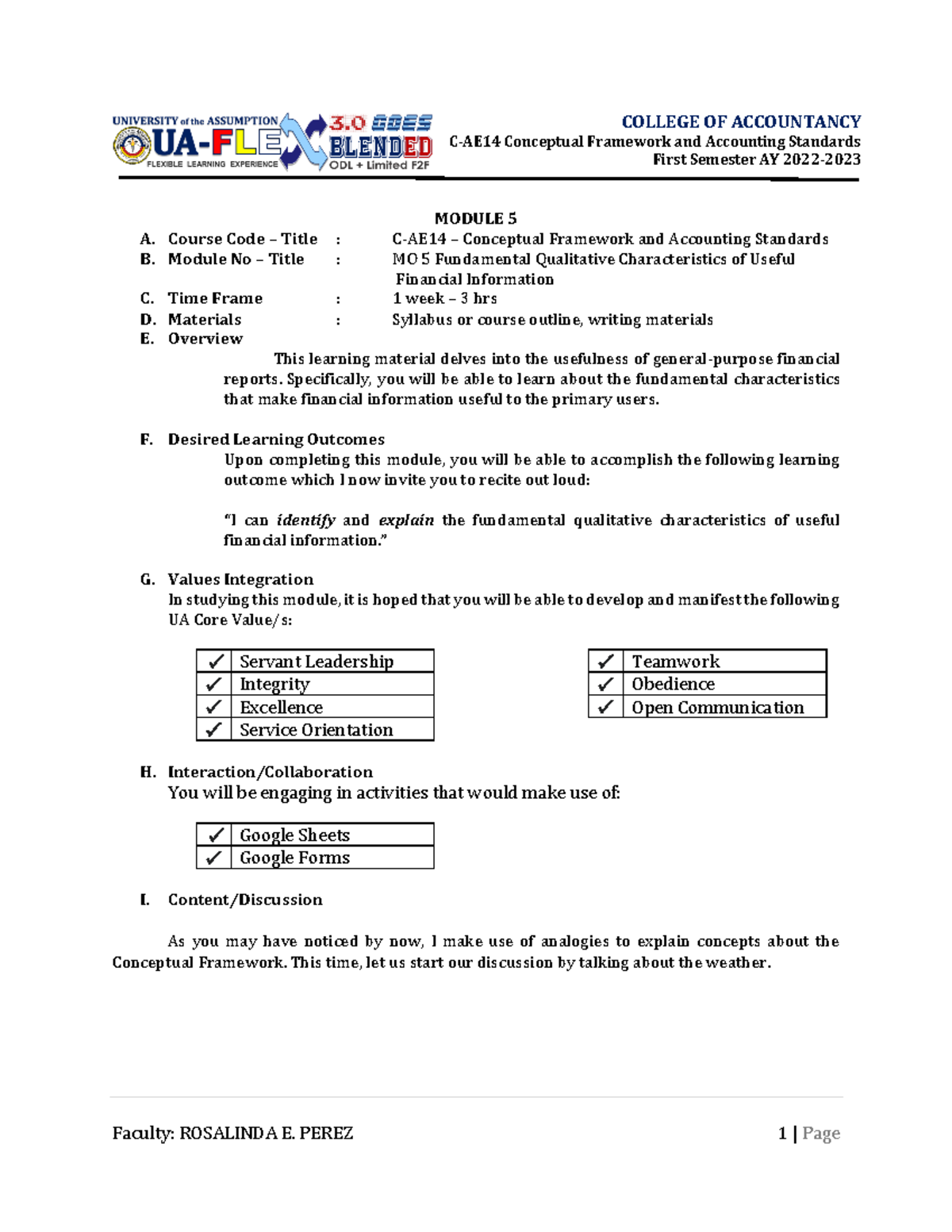 C AE14 Module 5 - FAR - C-AE14 Conceptual Framework and Accounting ...