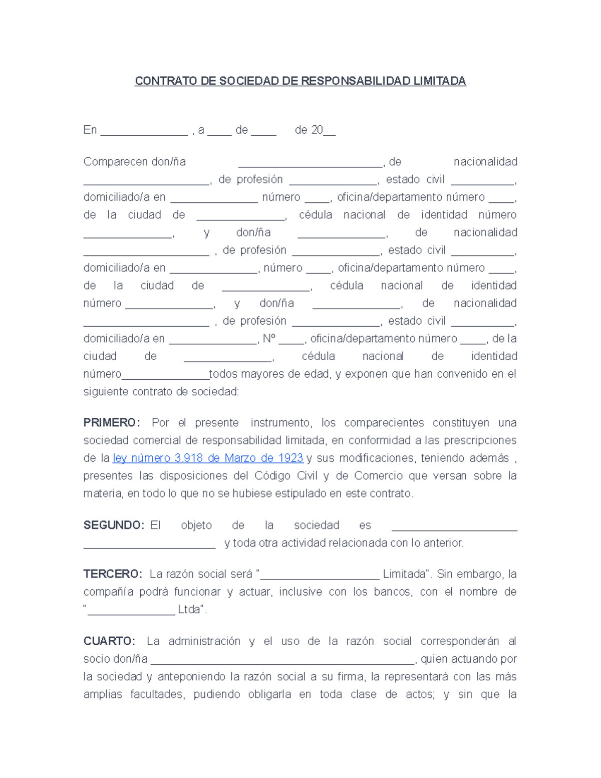 Contrato DE Sociedad DE Responsabilidad Limitada - Contabilidad I - Uniminuto - Studocu