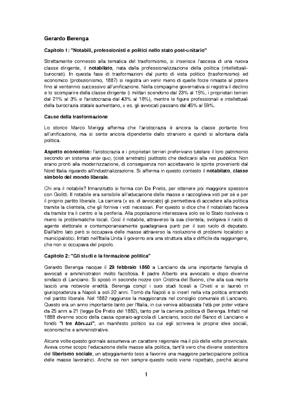 Gerardo Berenga - Riassunto - Gerardo Berenga Capitolo 1 ...