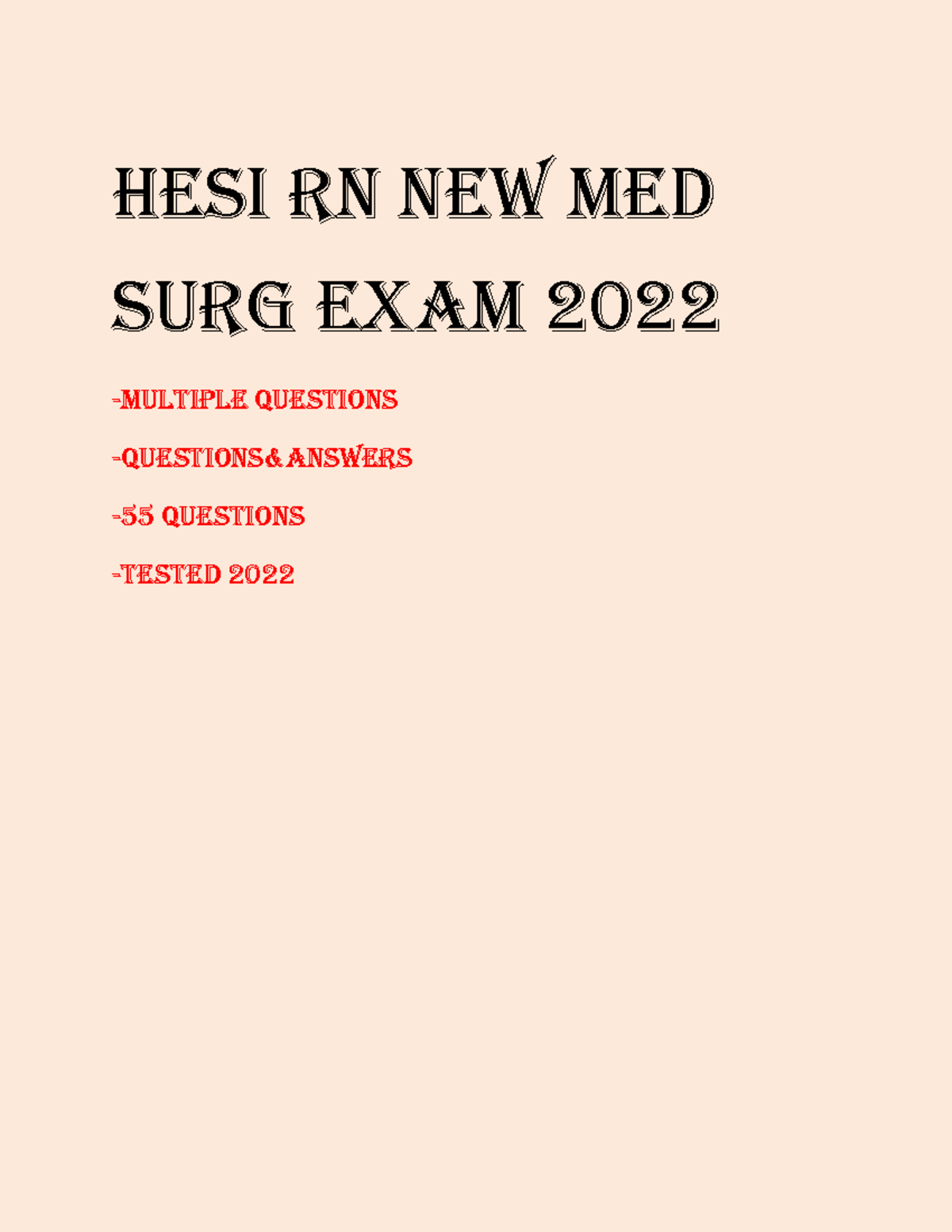 HESI RN EXIT MED SURG - Summary Medical Surgical Nursing II - HESI RN NEW MED SURG EXAM 2022 ...