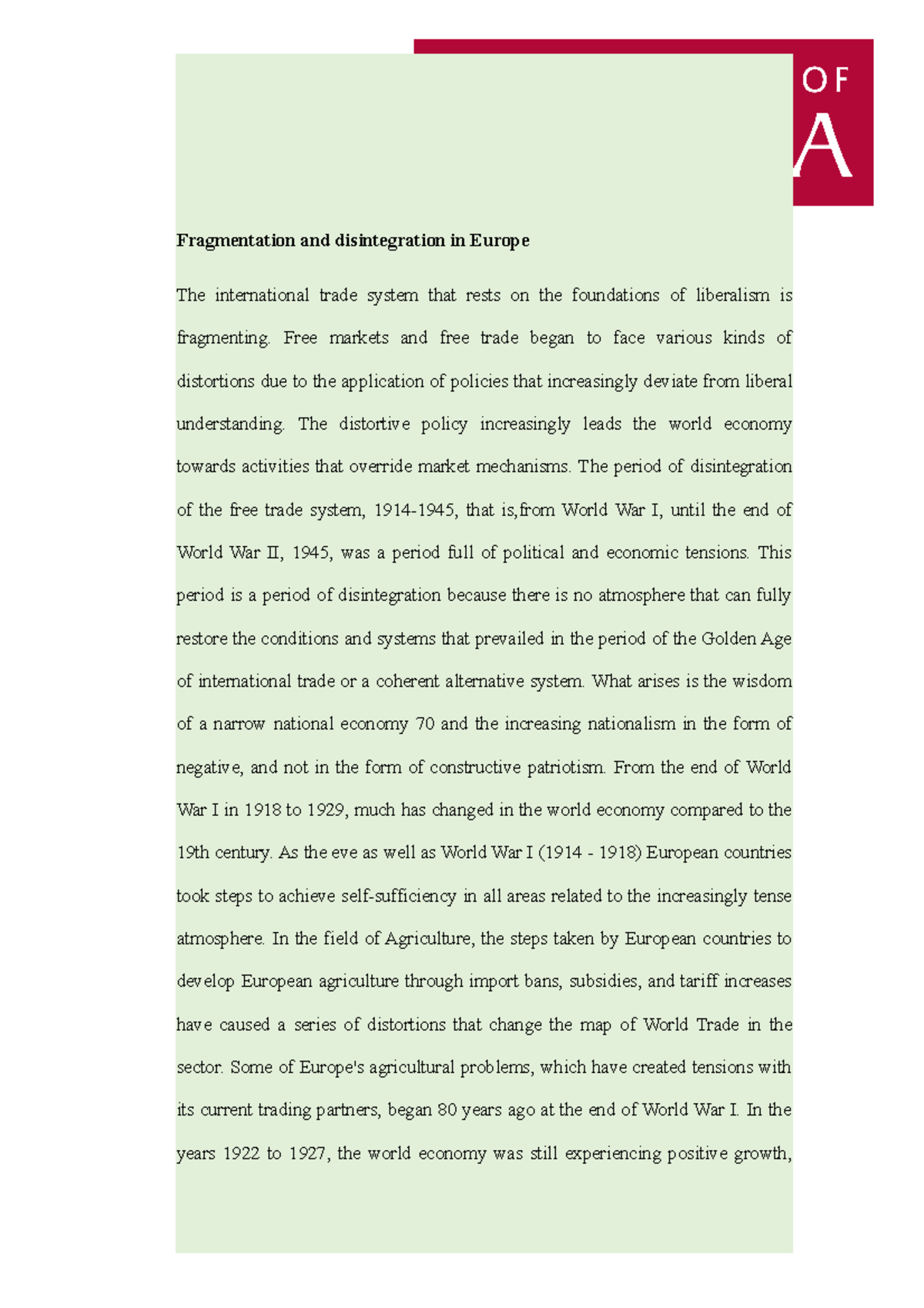 Documents Economics - Fragmentation and disintegration in Europe ...