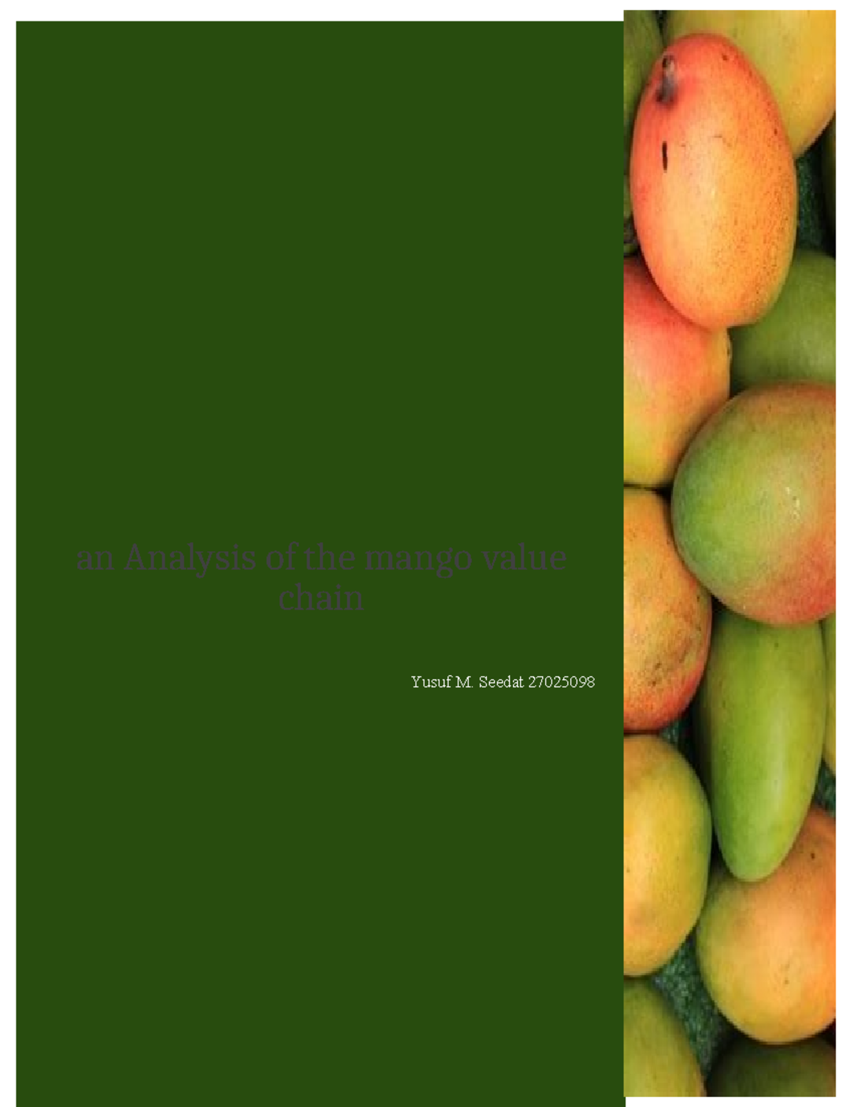 Agri Ecos assignment - an Analysis of the mango value chain Yusuf M ...