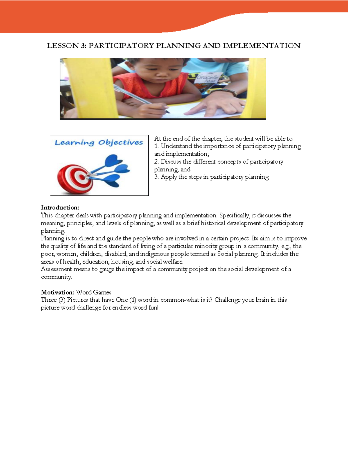 Lesson 3 NSTP (CWTS) - Second Semester - LESSON 3: PARTICIPATORY ...