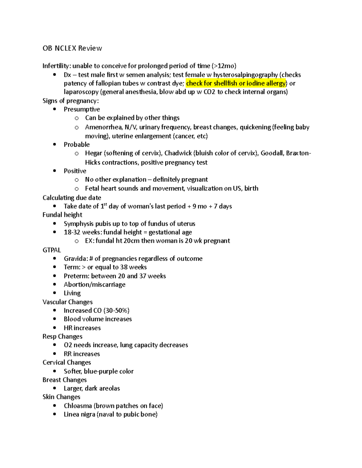 OB Nclex Review - OB NCLEX Review Infertility: unable to conceive for ...