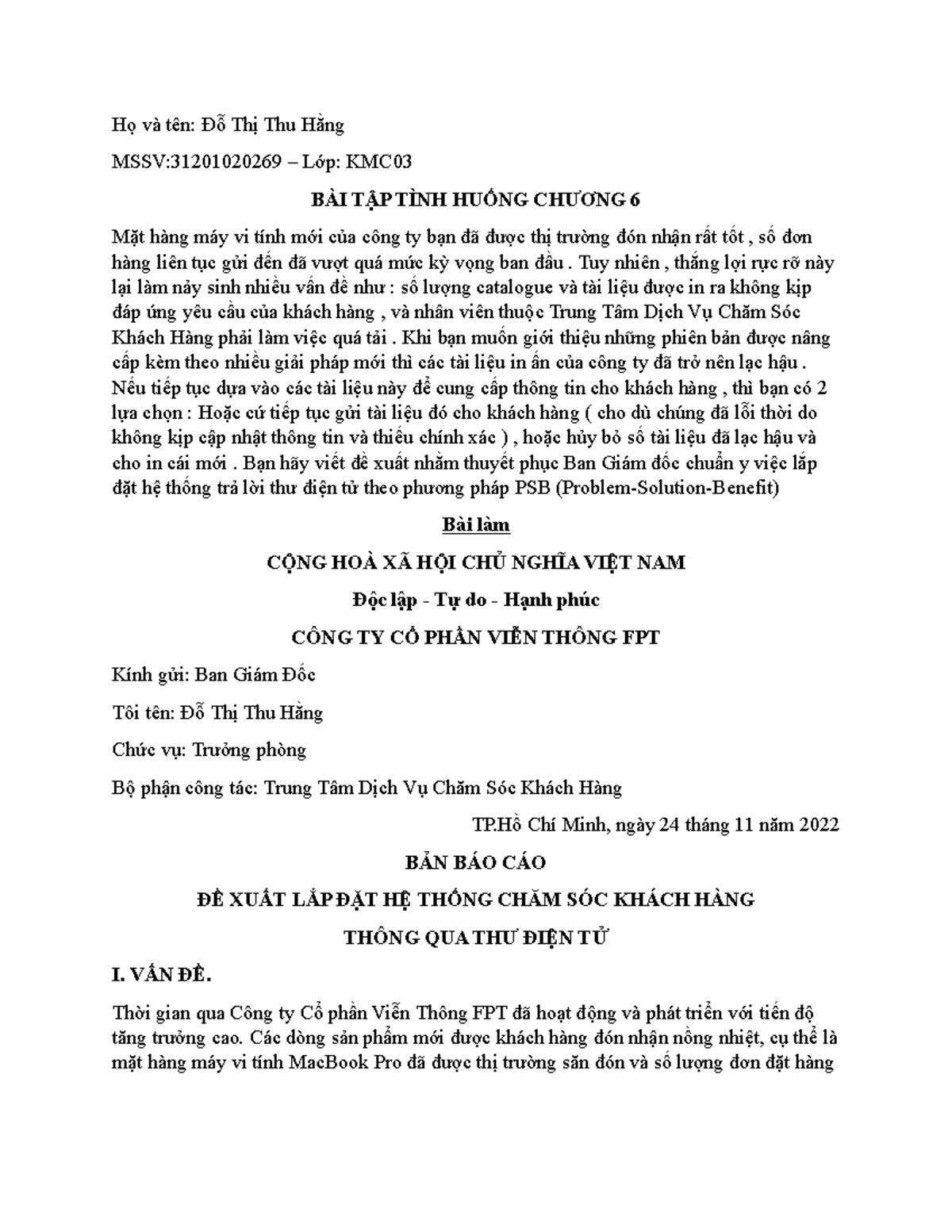 ĐỖ THỊ THU HẰNG-312010 20269- Bài tập 6 - Họ và tên: Đỗ Thị Thu Hằng ...