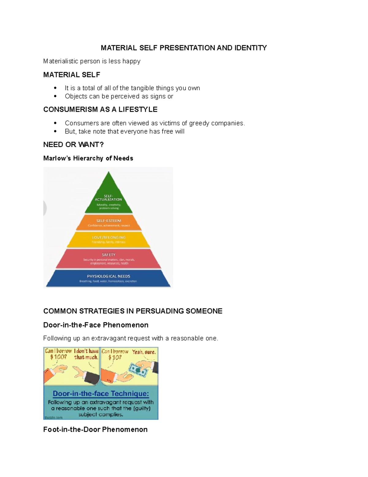 Lesson 10 - Material SELF & Economic Presentation AND Identity ...