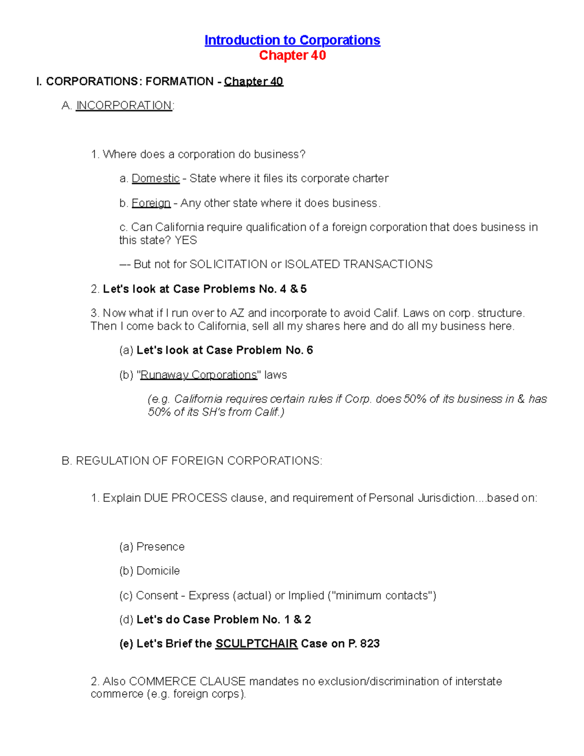 Introduction to Corporations - Introduction to Corporations Chapter 40 ...