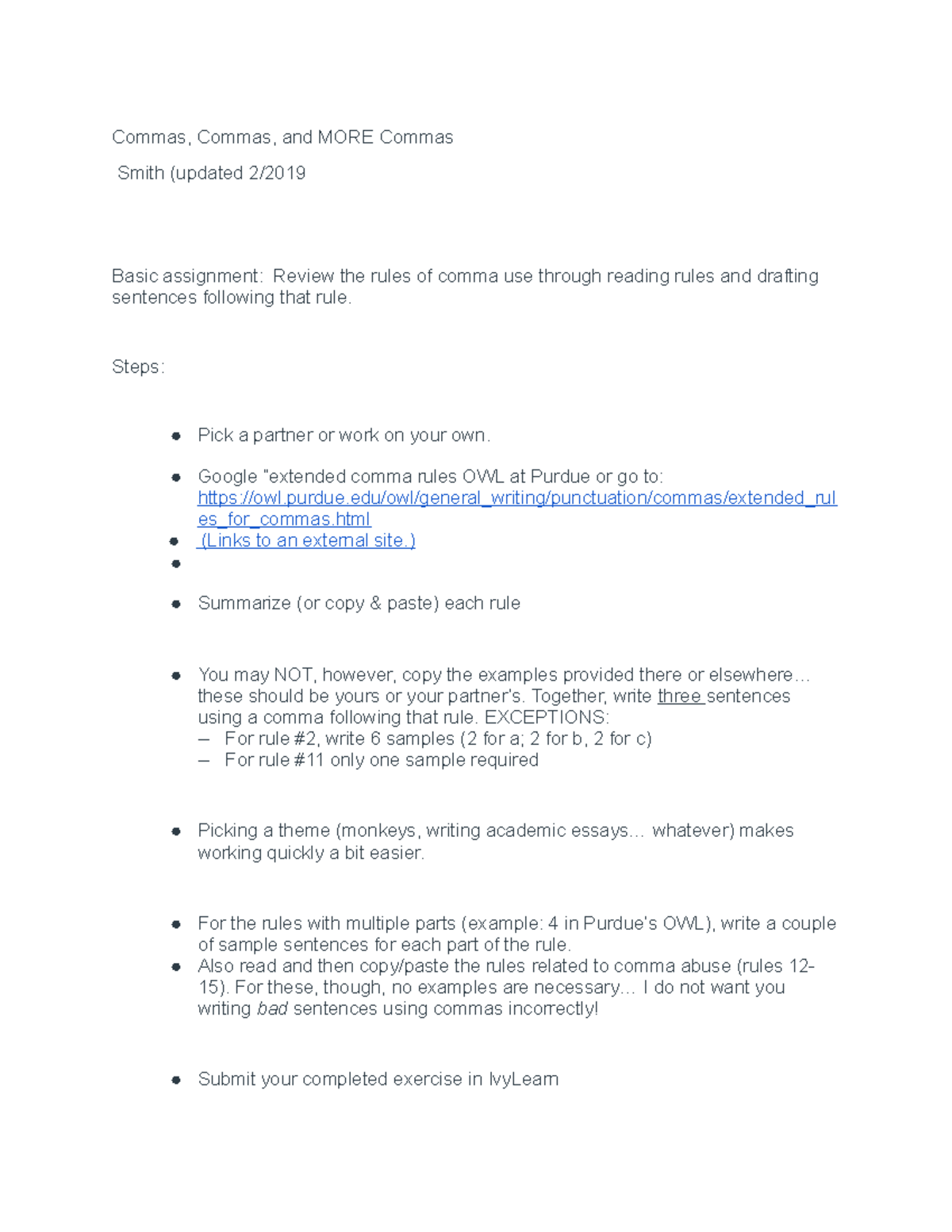 Commma Rules Exercise - Grammar Practice Question - Commas, Commas, and ...