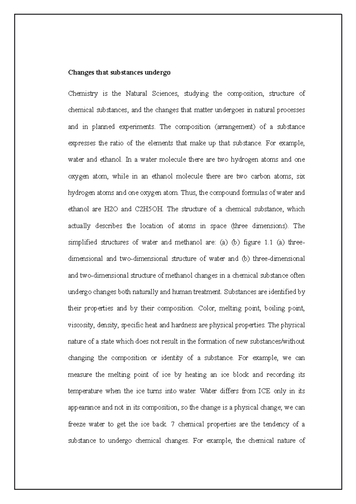 Chemistry - Changes that substances undergo - Changes that substances ...