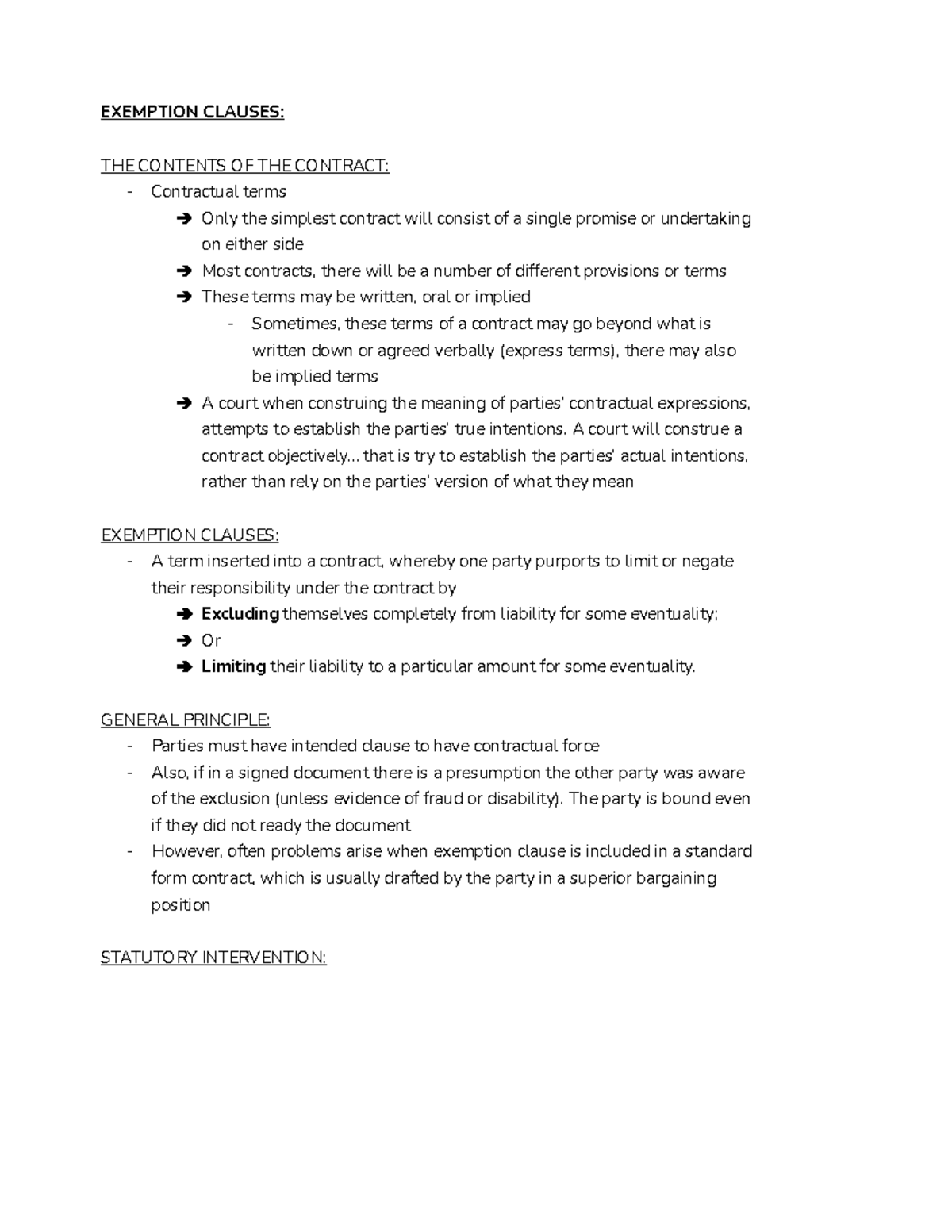 WEEK 3 - Terms Of A Contract - Express And Implied - EXEMPTION CLAUSES ...