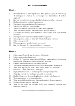 Principles of Management Module 1 - MODULE 1 INTRODUCTION TO MANAGEMENT ...