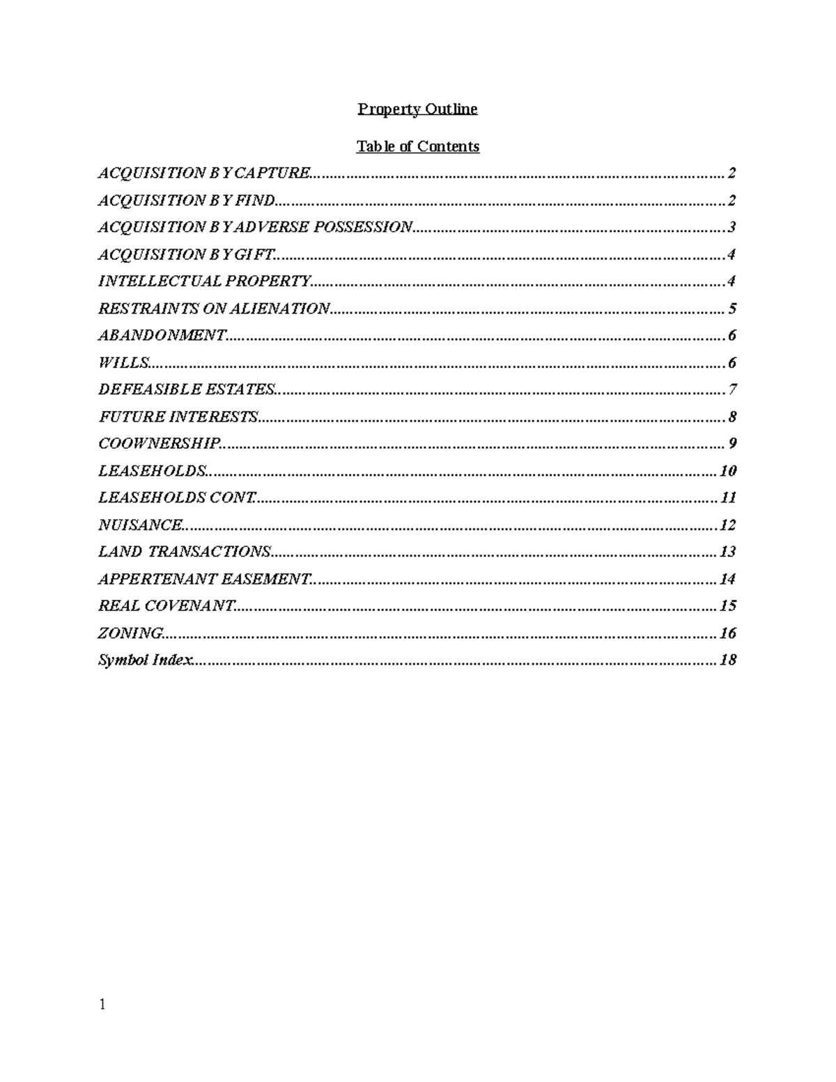 Property Law Outline - Professor Pearson 3 - Property Outline ...