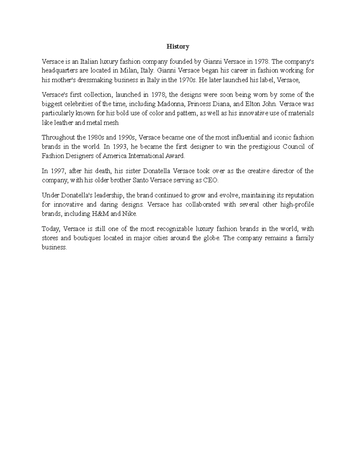 Brand-history-versace - History Versace is an Italian luxury fashion ...