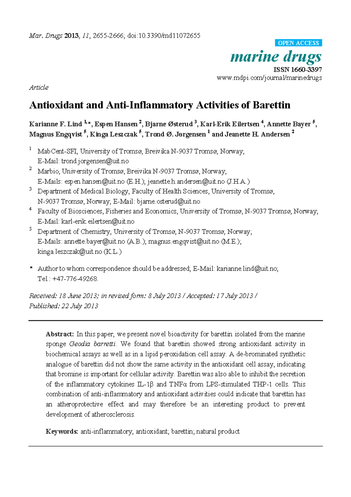 Marinedrugs-11-02655 - Mar. Drugs 2013 , 11 , 2655-2666; doi:10/md ...