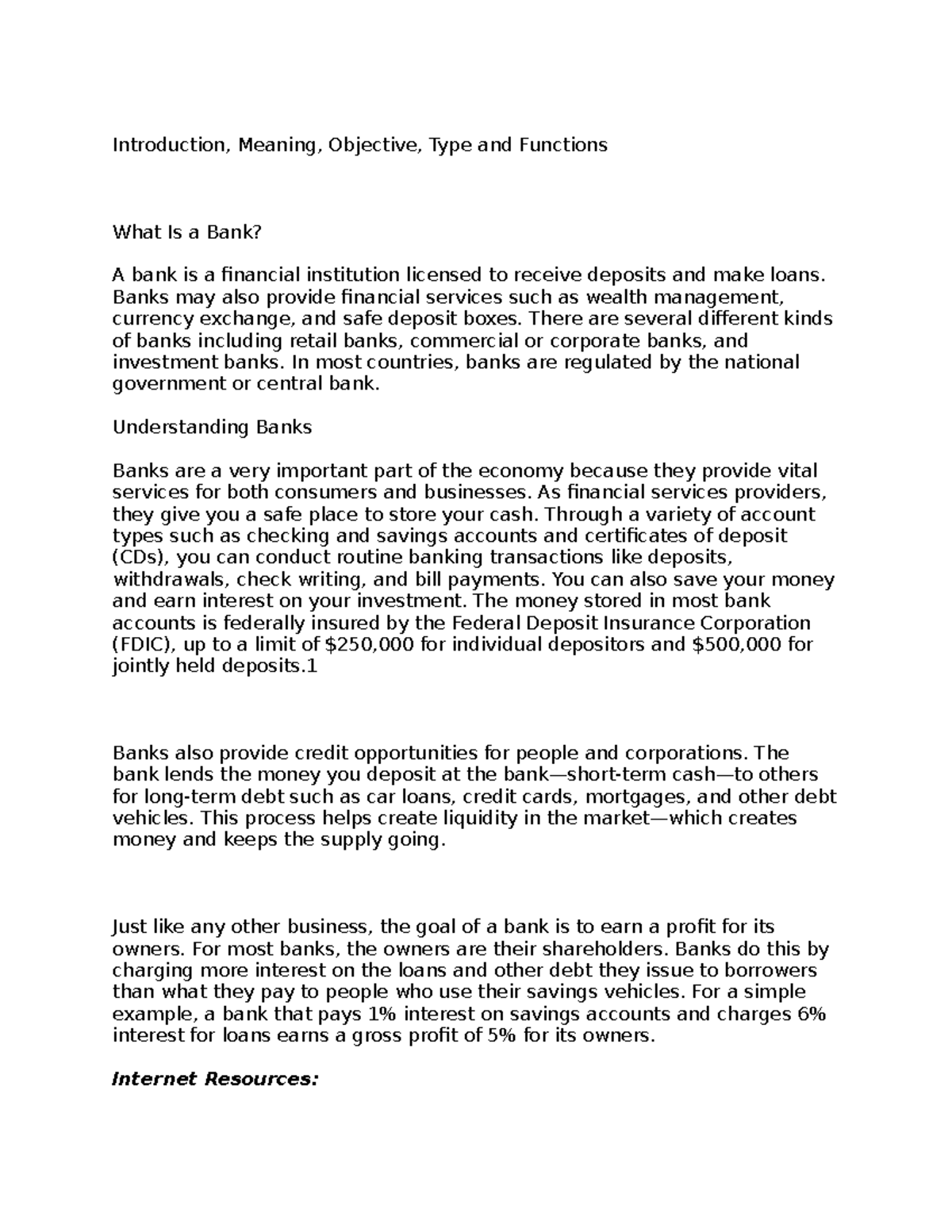 Lecture 1.1.1 Introduction to banks. - Introduction, Meaning, Objective ...