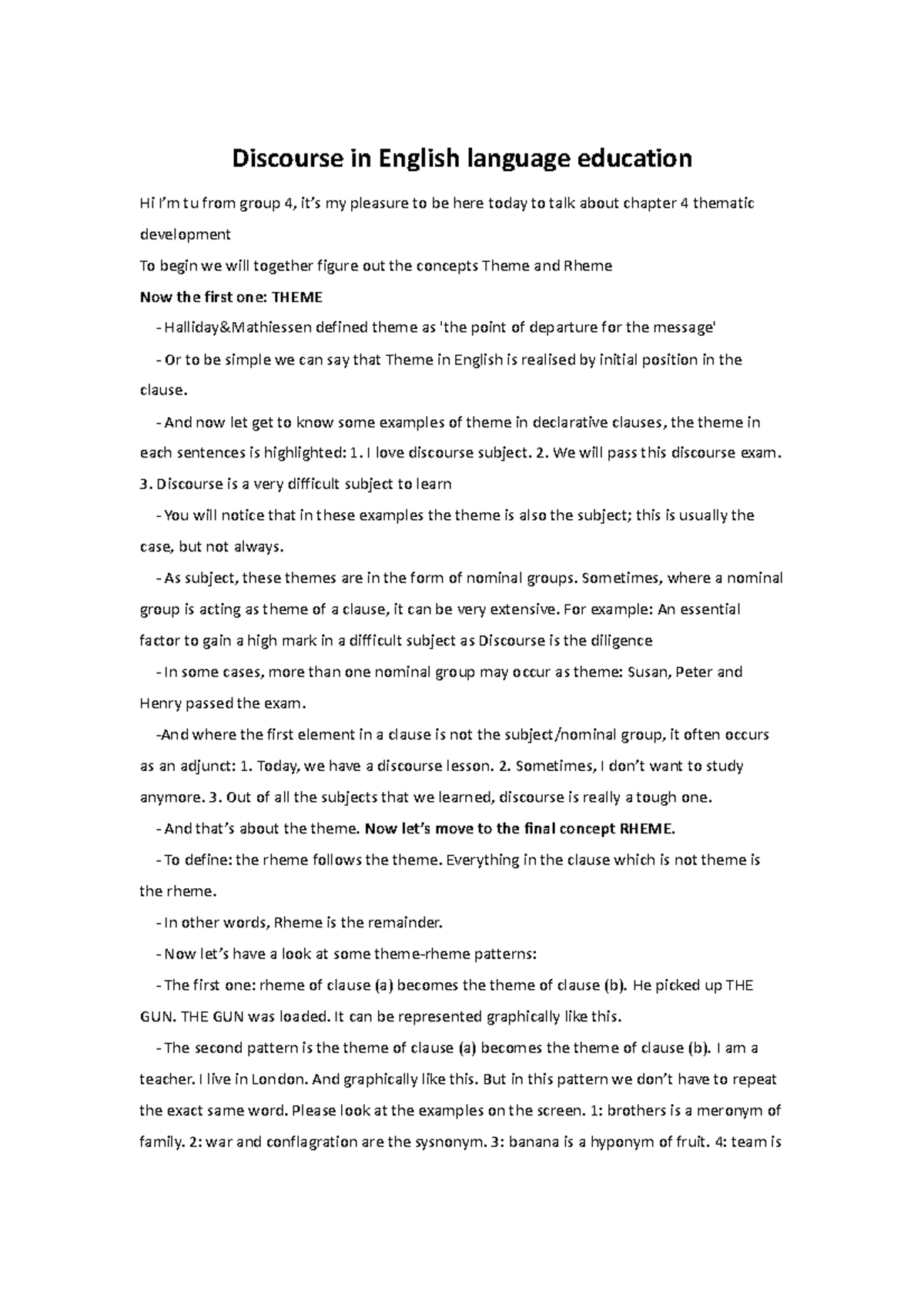 Discourse in English Language Education - And now let get to know some ...