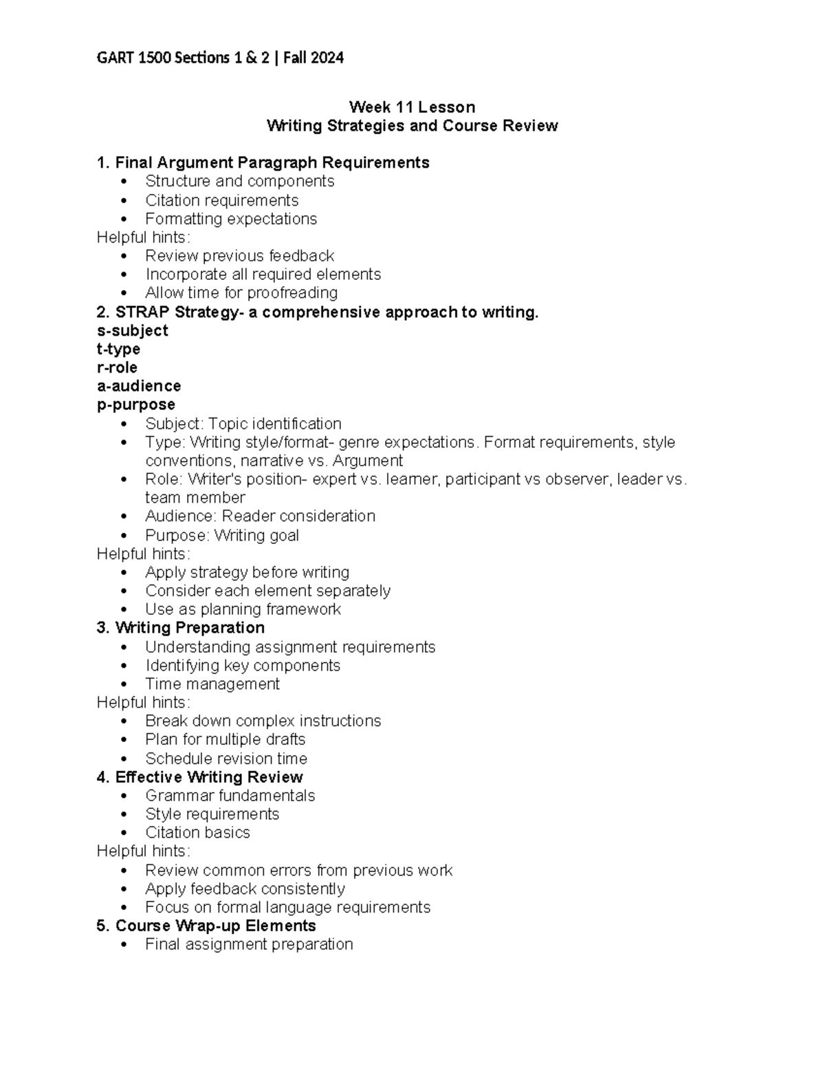 Lesson #11 Notes- Skeleton Key - GART 1500 Sections 1 & 2 | Fall 2024 ...