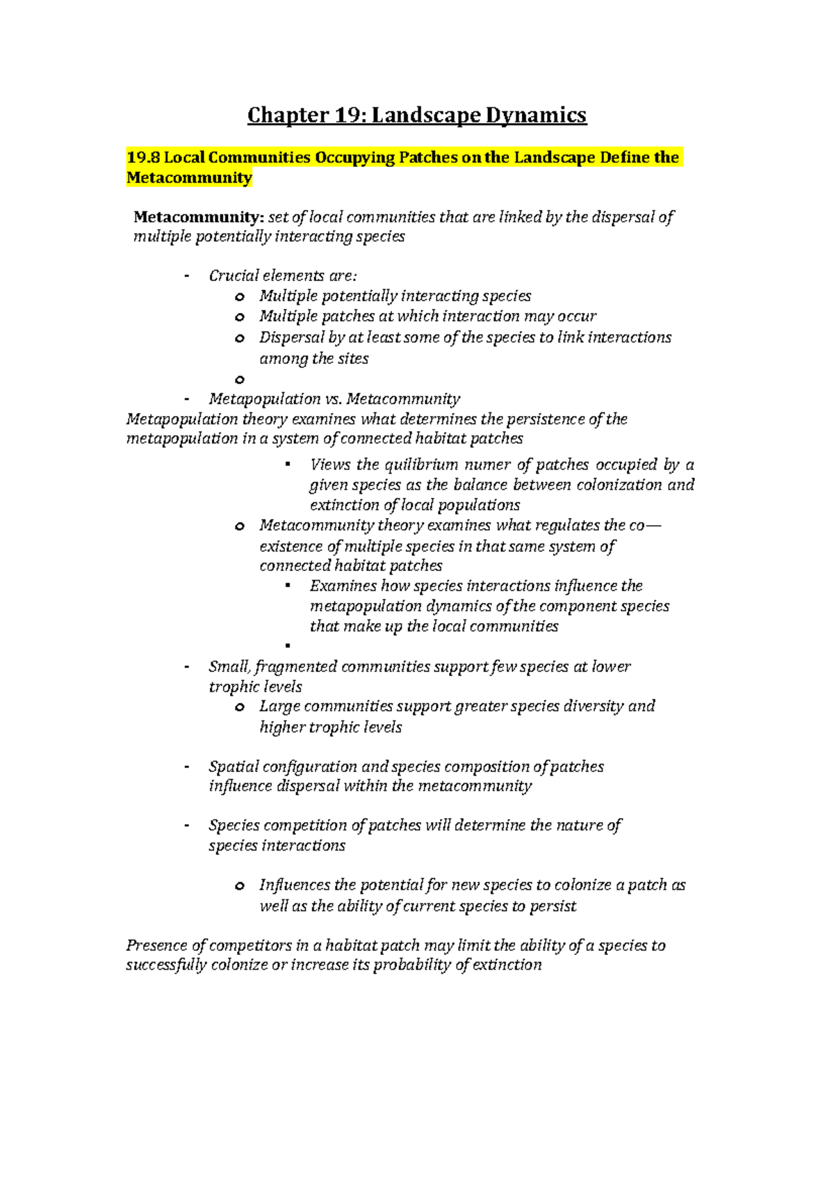 Chapter 19 - Landscape Dynamics ( Section 19.8 and 19.9) - Chapter 19 ...