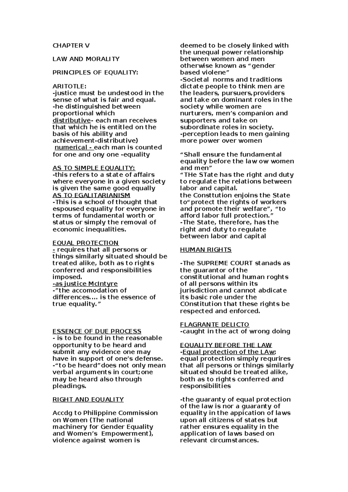 PHIL LAW Chapter V - PHIL LAW - CHAPTER V LAW AND MORALITY PRINCIPLES ...