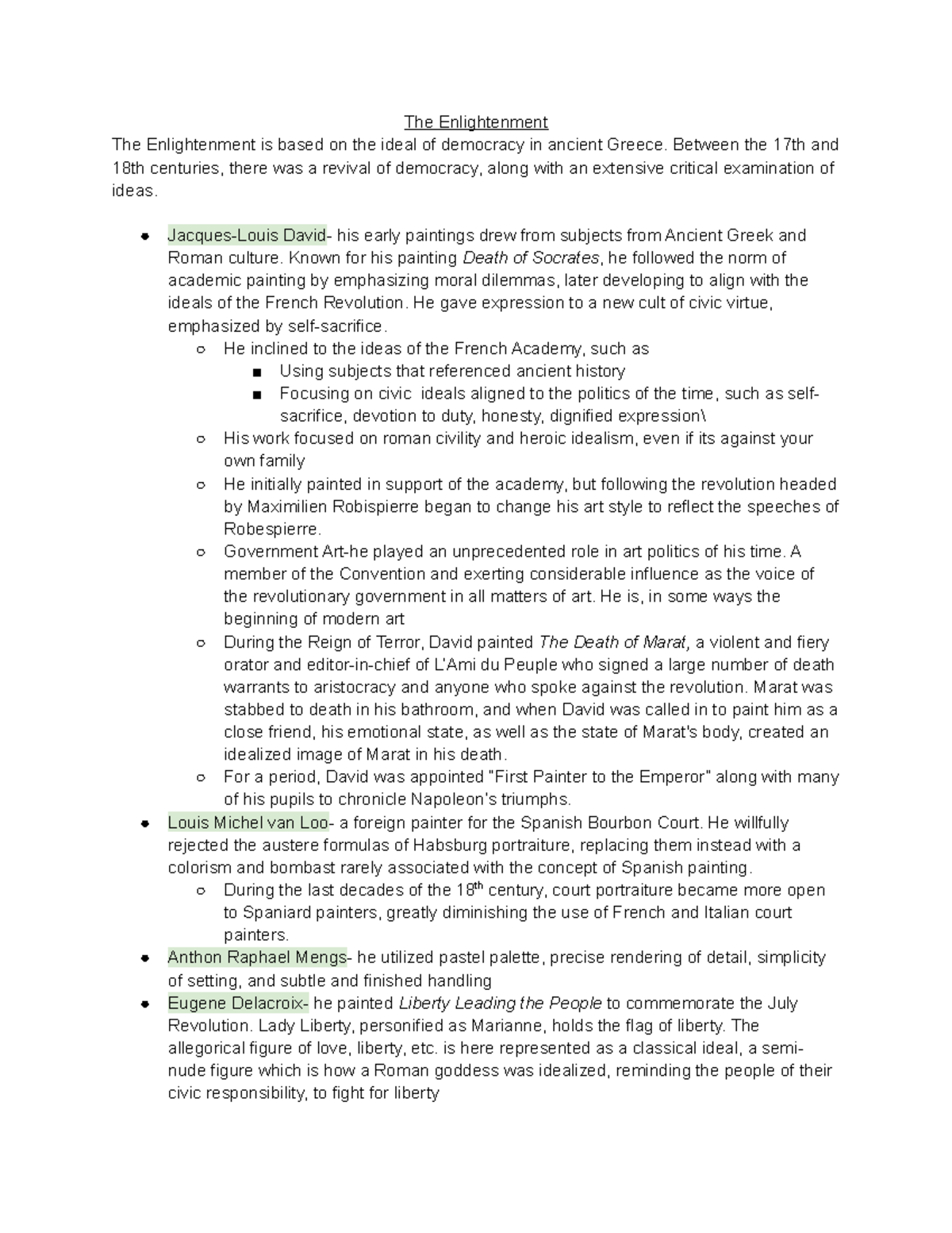 Visual Theory Notes - The Enlightenment The Enlightenment is based on ...