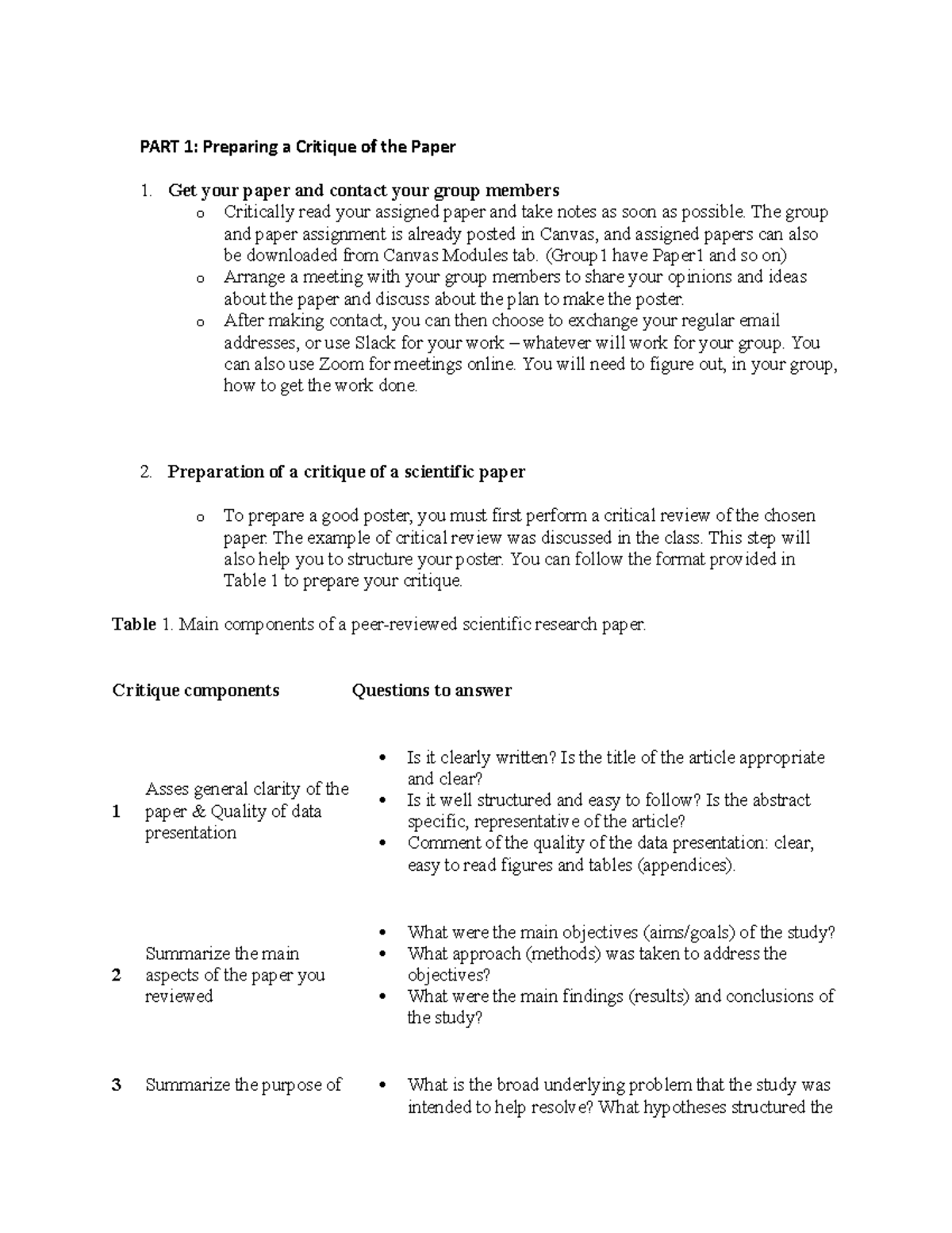 Poster guidelines EOSC478 2023 - PART 1: Preparing a Critique of the ...