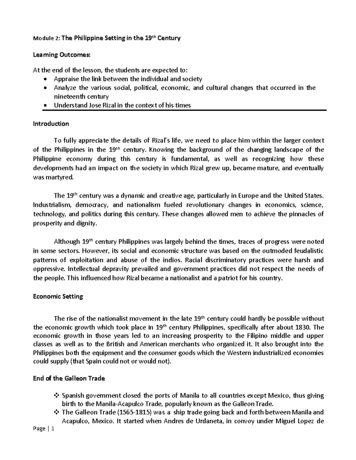 Module 2 Rizal Life and works of Rizal - BS-Mathematics - DEBESMSCAT ...