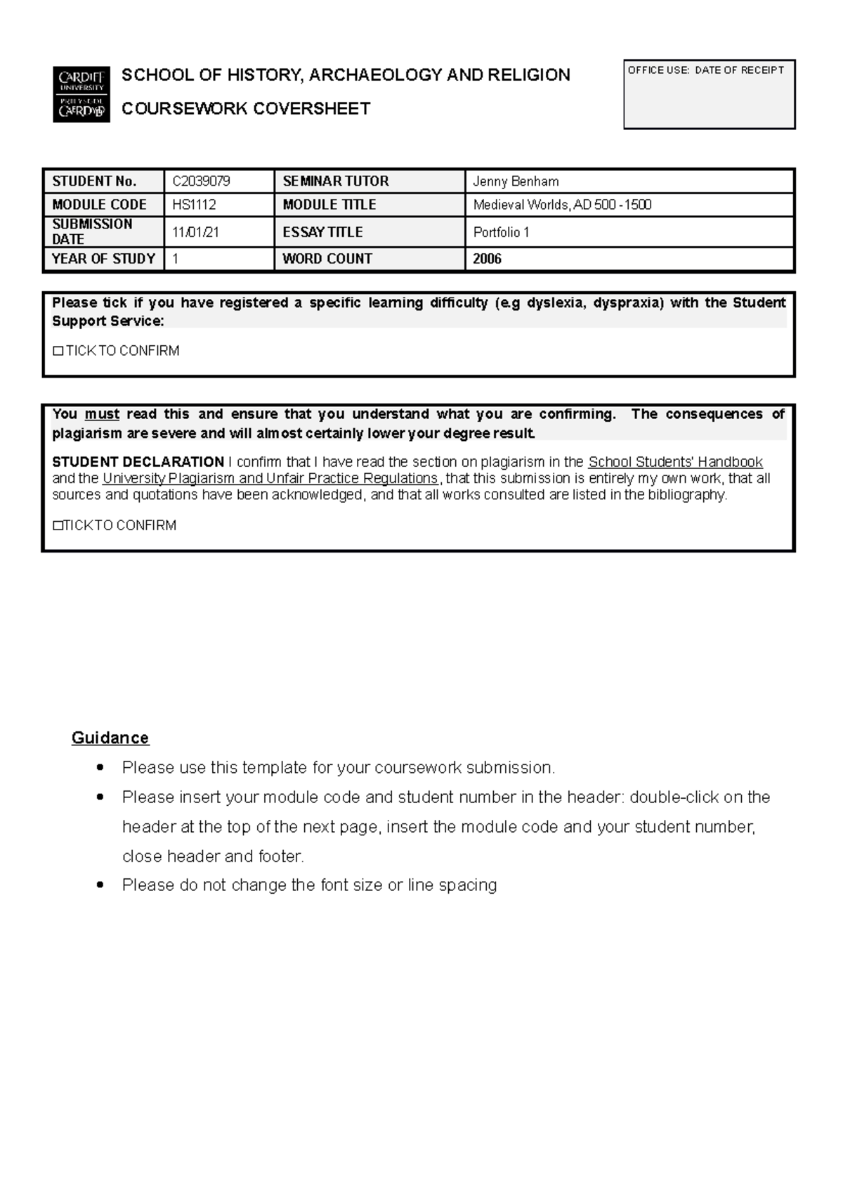 History medieval worlds portfolio 1 - SCHOOL OF HISTORY, ARCHAEOLOGY ...