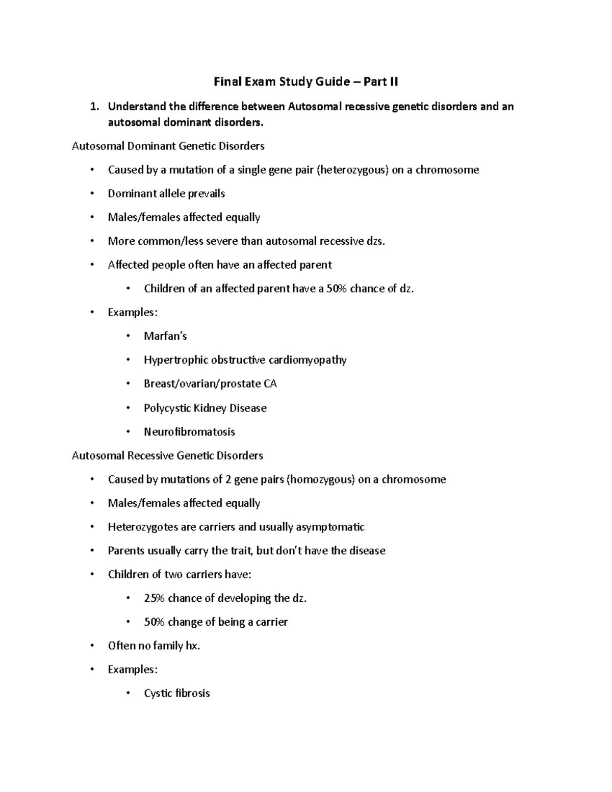 FInal exam study guide Fall 2019 part 2 - Final Exam Study Guide – Part ...