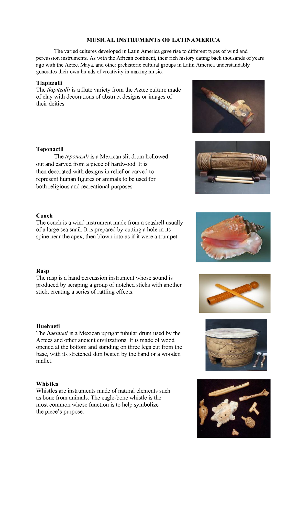 Musical Instruments OF Latinamerica - MUSICAL INSTRUMENTS OF ...