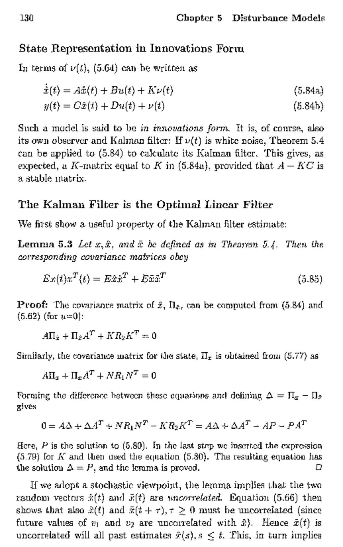 Control Theory Notes Part2 Part1 - 130 Chapter 5 Disturbance Models ...