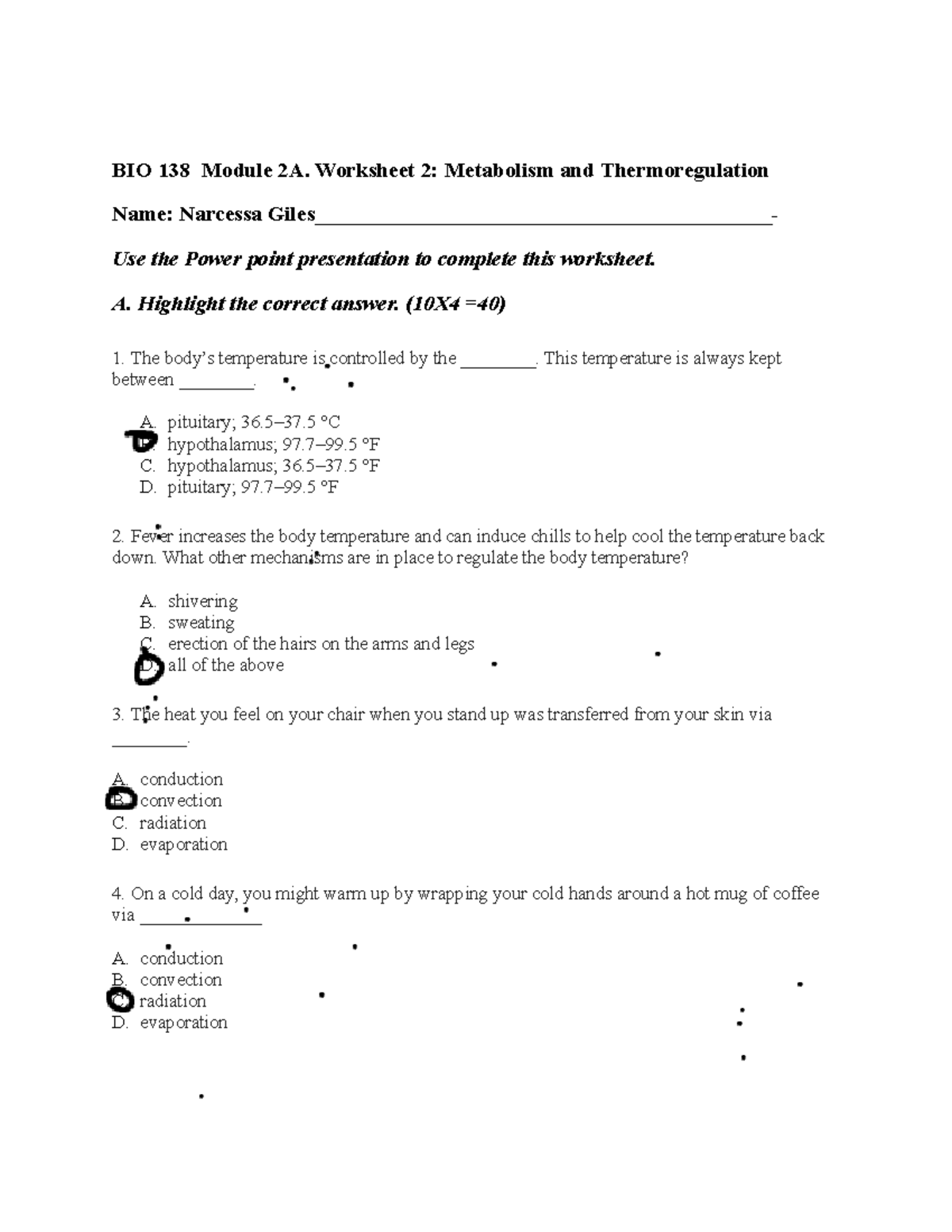 BIO 138 Module 2A WORK Sheet 2SRC copy - BIO 138 Module 2A. Worksheet 2 ...
