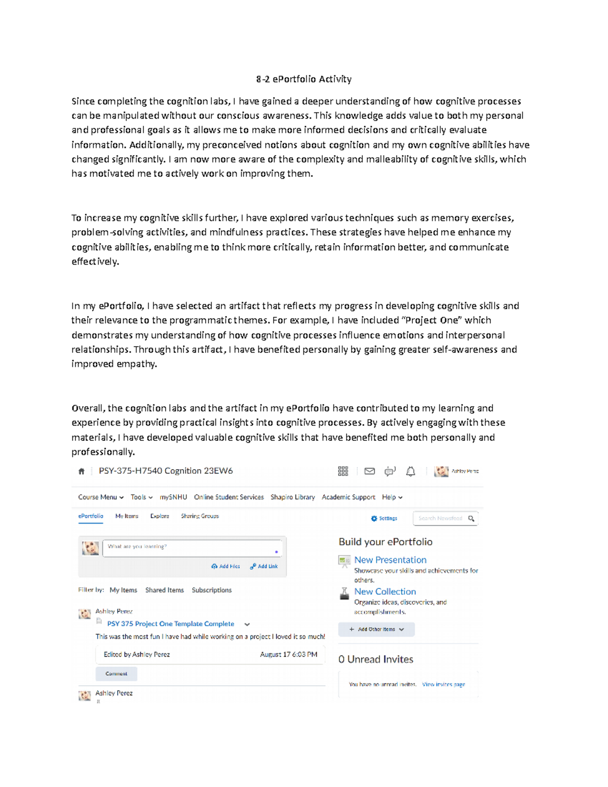 Eportfolio module 8 activity - 8-2 ePortfolio Activity Since completing ...