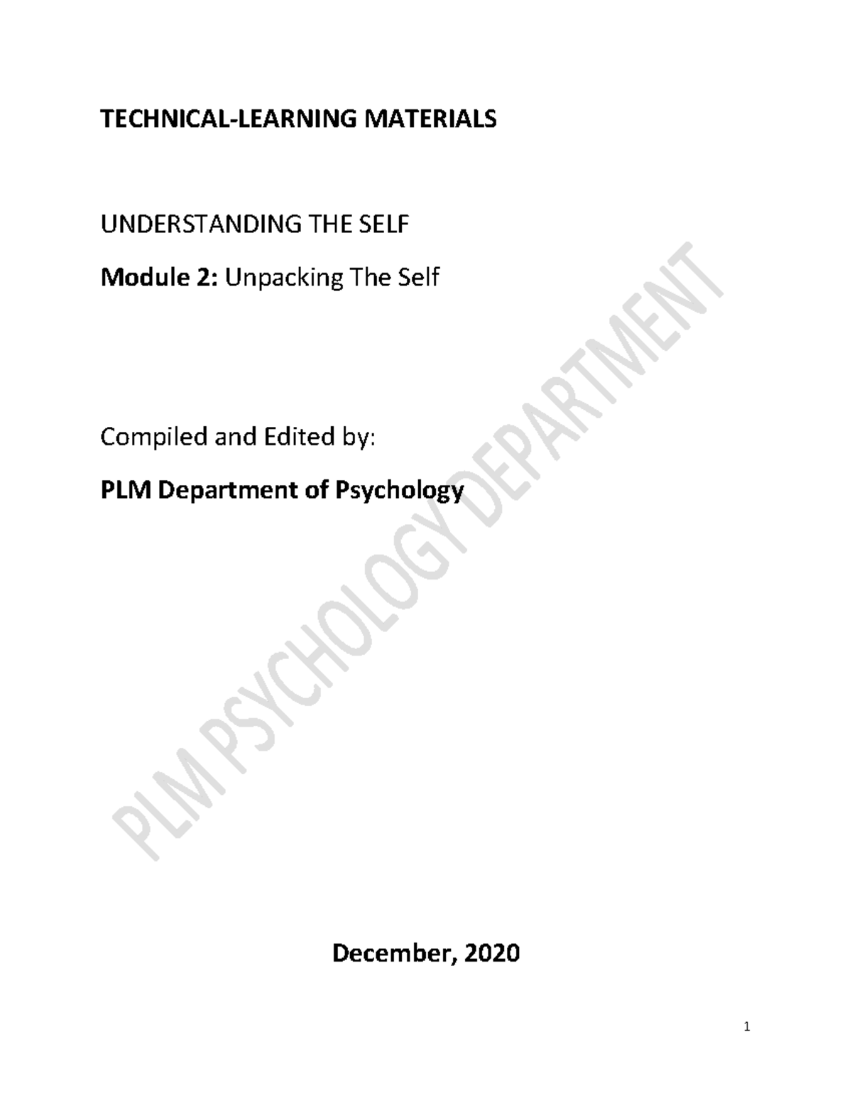 Module 2 Unpacking the Self - TECHNICAL-LEARNING MATERIALS ...