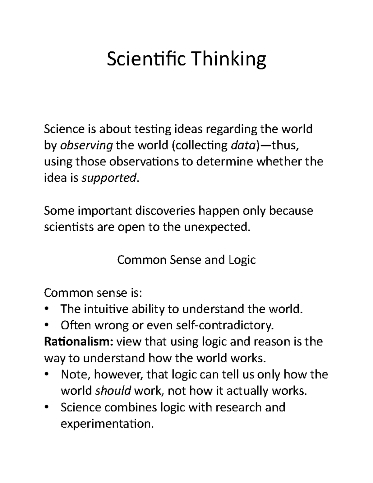 Chapter 2 - Scientific Thinking - Scientific Thinking Science is about ...