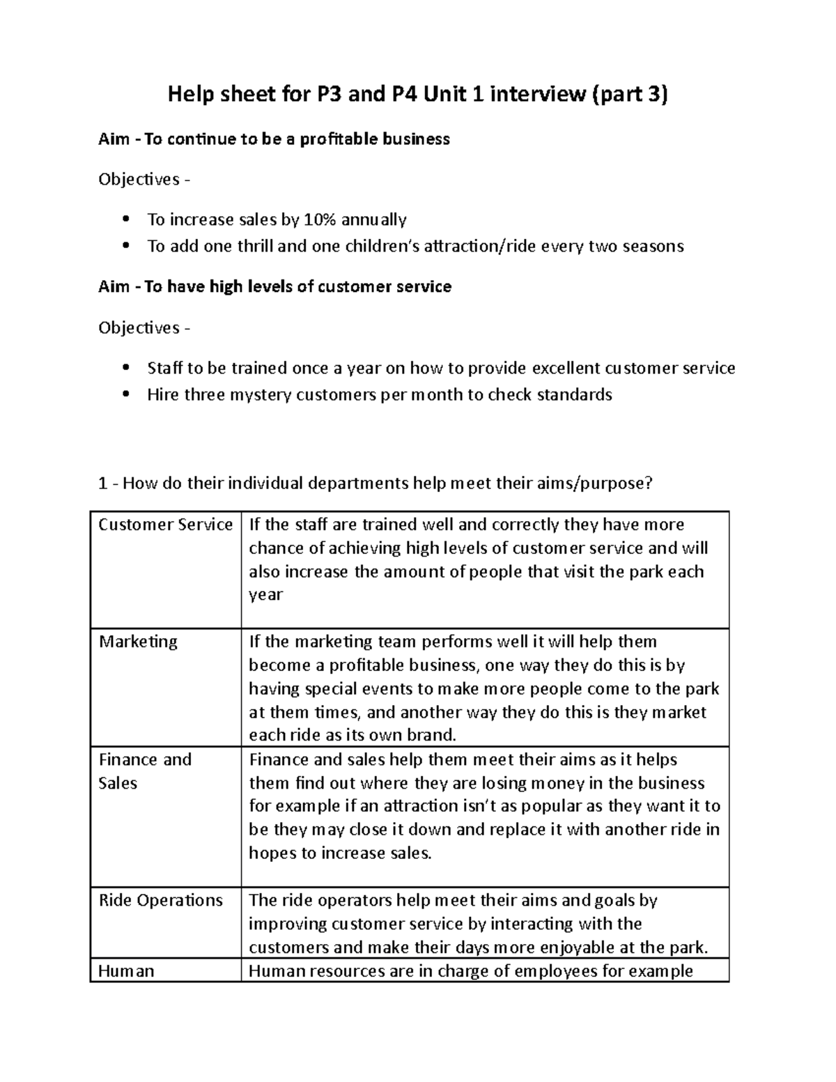 P3 and P4 part 3 (Alton Towers) - Help sheet for P3 and P4 Unit 1 ...