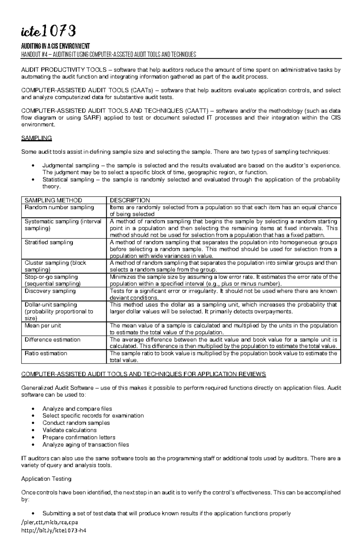 ICTE 1073 - Handout 4 - /pler,ctt,micb,rca,cpa bit/icte1073-h icte ...