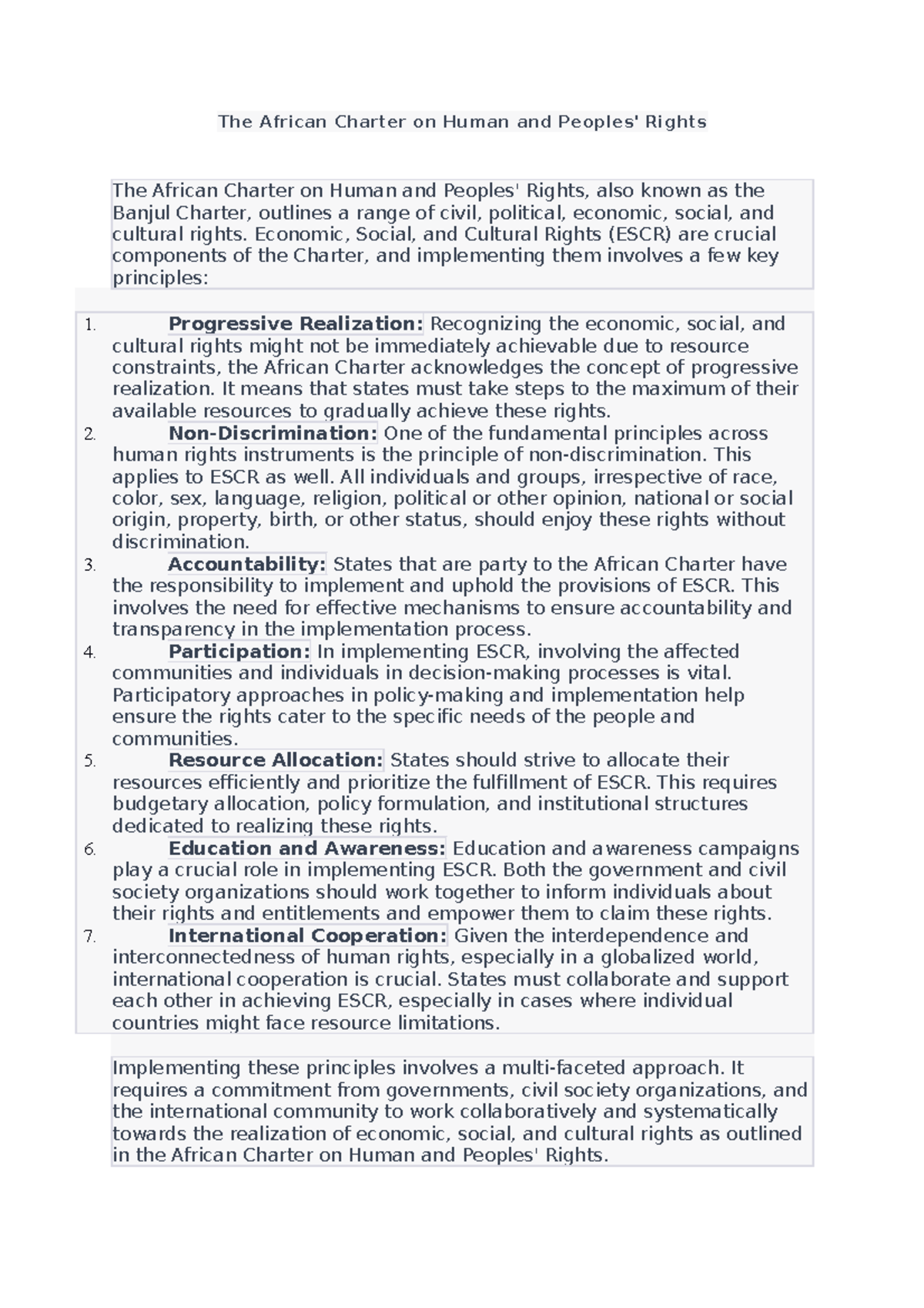 The African Charter on Human and Peoples - Economic, Social, and ...